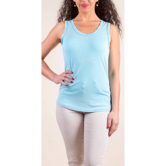 Gigi Moda | Tops | New Gigi Moda Raw Edge Tank In Turq | Poshmark